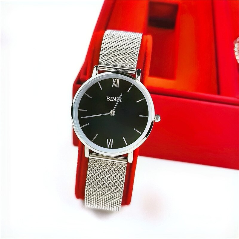 Simple Silver Steel Watch with Bracelet Set Lady W... – Grandado