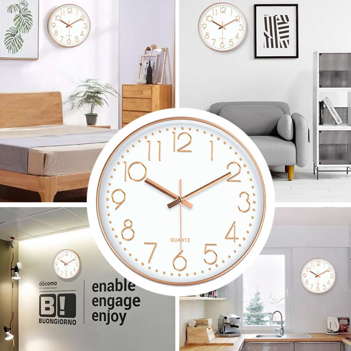 Clocks Wall Home Decor 12inch Wall Clock Silent Qu... – Grandado