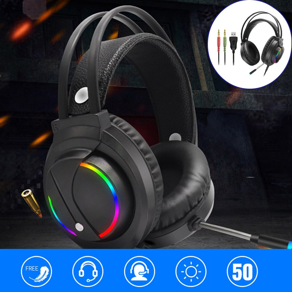 Led Light Gamer Headset for Computer PS4 PS5 21 Ga... – Grandado