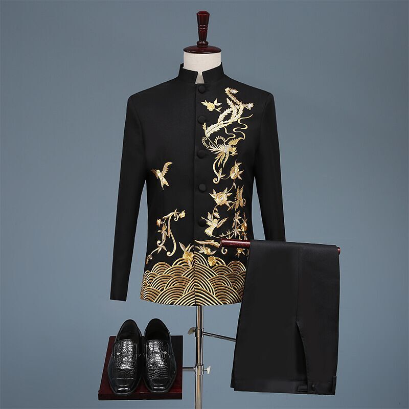 Men Stylish Floral Patter Sets Suits Stage Singer ... – Vicedeal