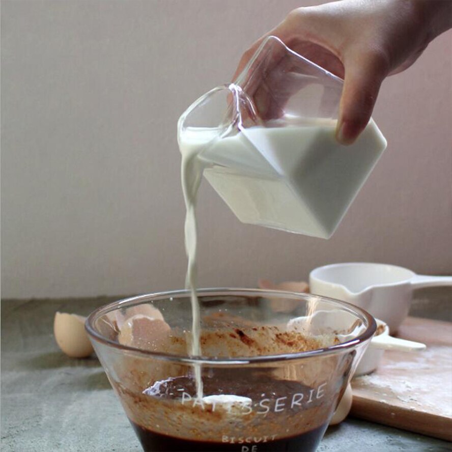 1 piece 350ML square milk glass milk box glass mug... – Grandado