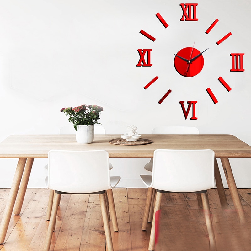 Modern DIY Large Wall Clock 3D Mirror Surface Stic... – Grandado
