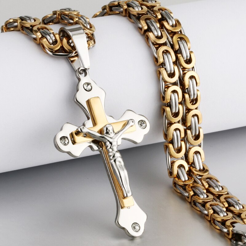 Byzantine Chain Crucifix Christ Jesus Pendant Neck... – Vicedeal