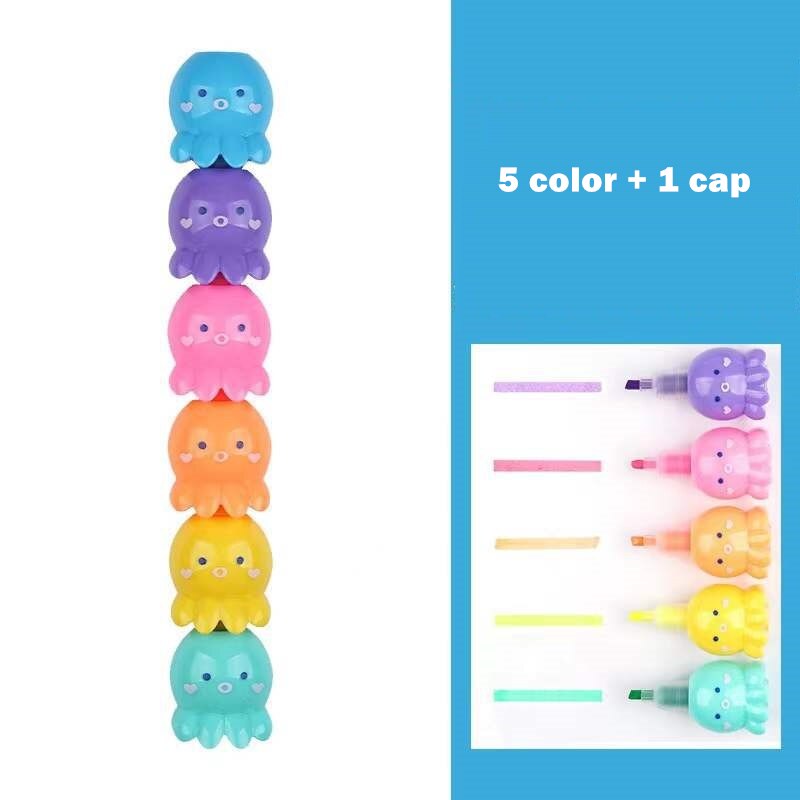 Little Octopus Color Highlighter Marker Pens Set F... – Grandado
