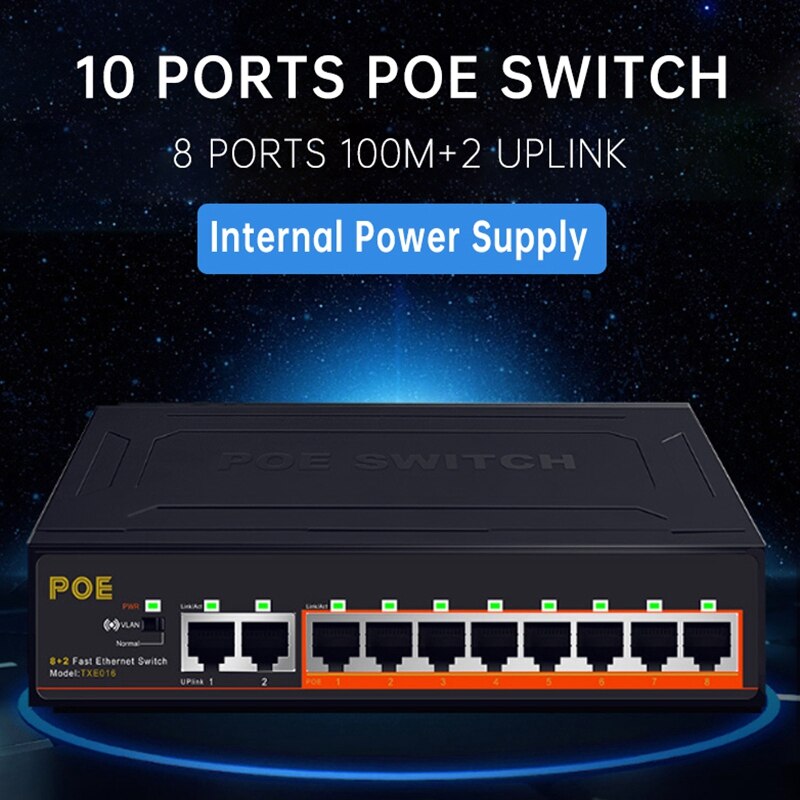 Interruptor POE de 100 Mbps de 8 + 2 puertos con f... – Grandado