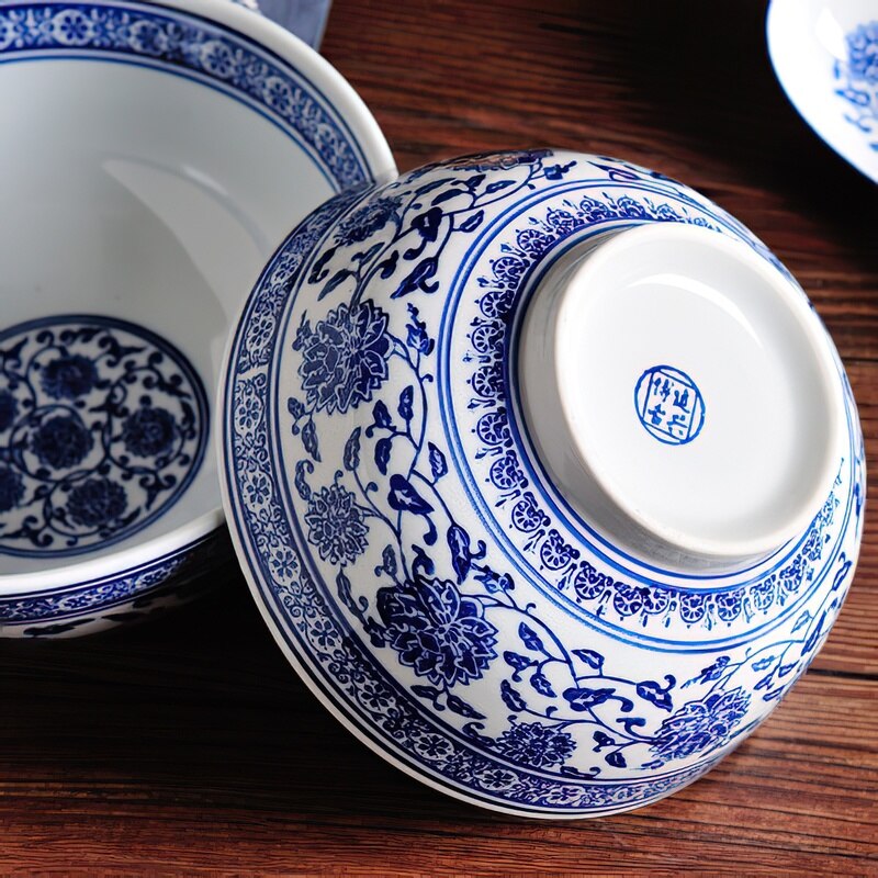 Ceramic Bowl Blue and White Porcelain Japanese Bon... – Grandado