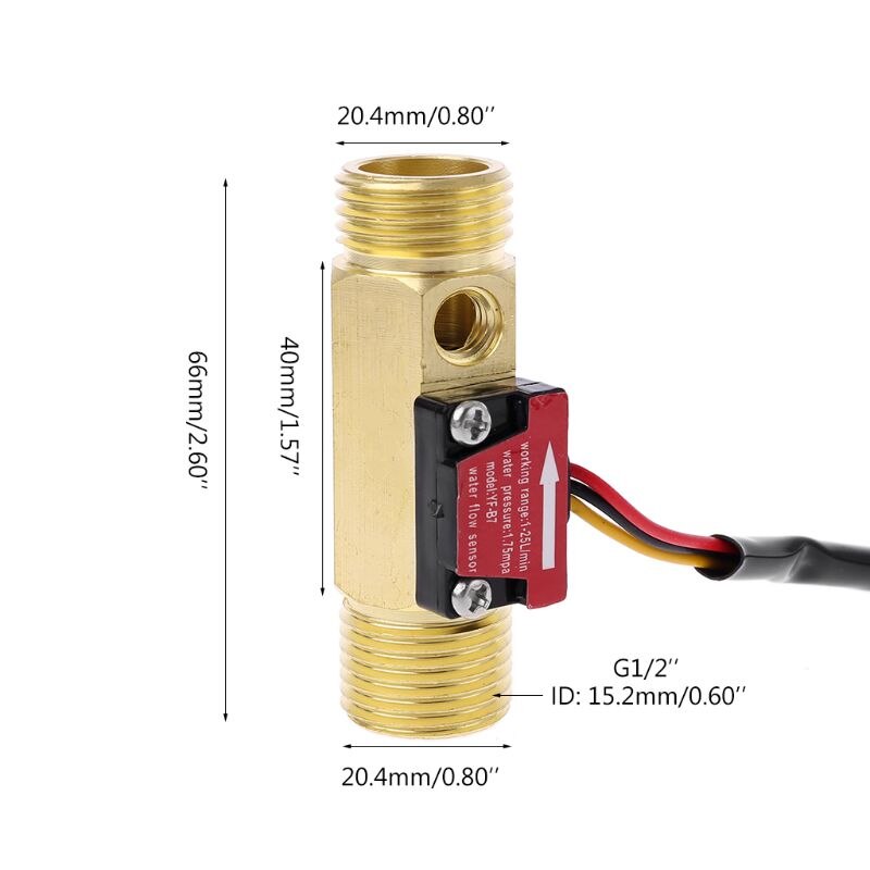 G1/2\" Brass Hall Flow Rate Meter NTC Temperature ... – Vicedeal