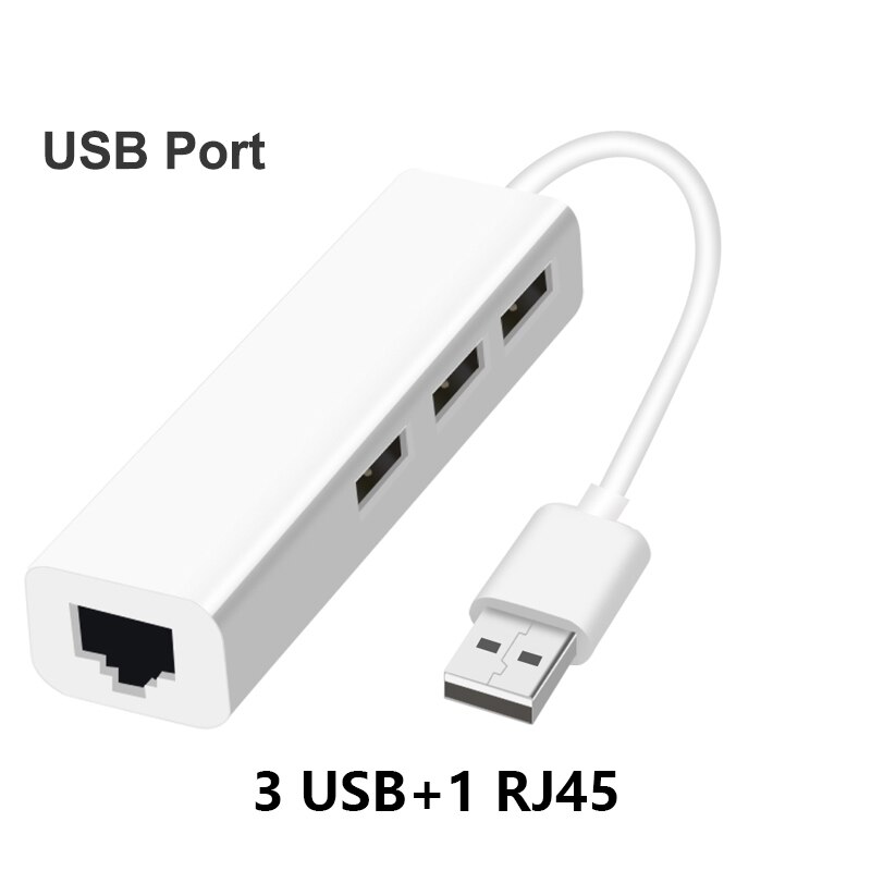 Usb Ethernet Met 3 Port Usb Hub 2.0 + RJ45 Lan Net... – Grandado