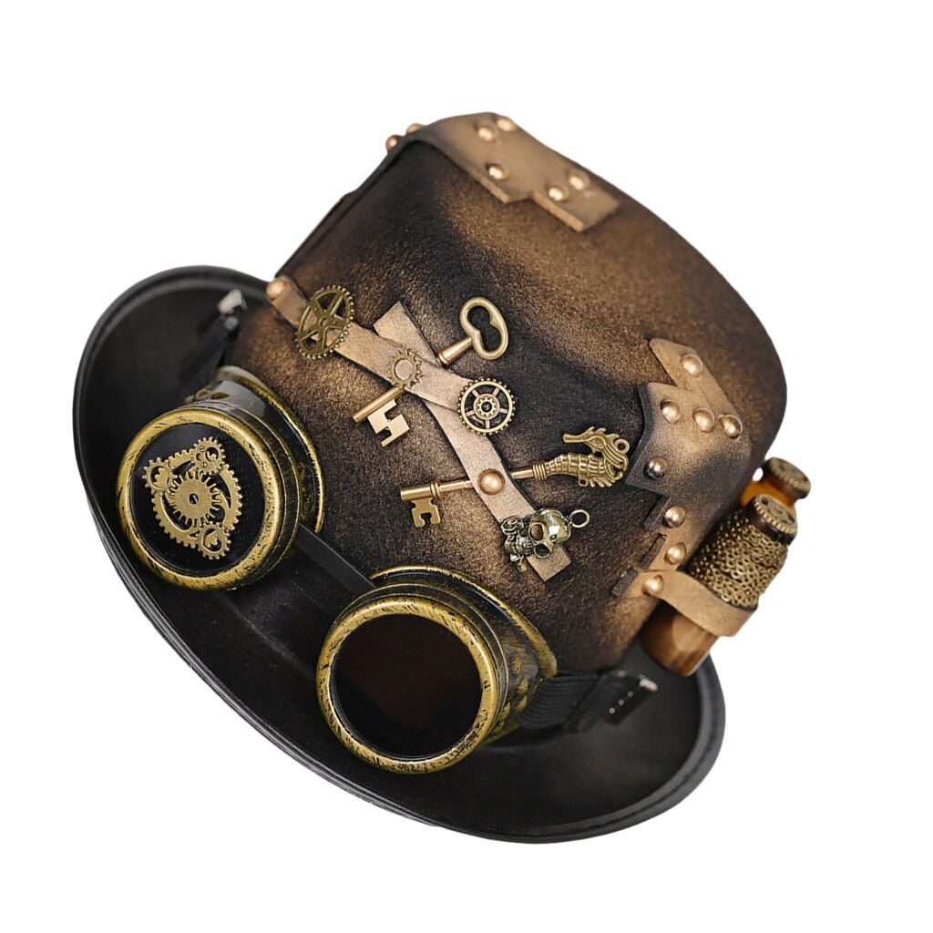 Vintage Steampunk Gear Bril Bloemen Zwart Top Hoed... – Grandado
