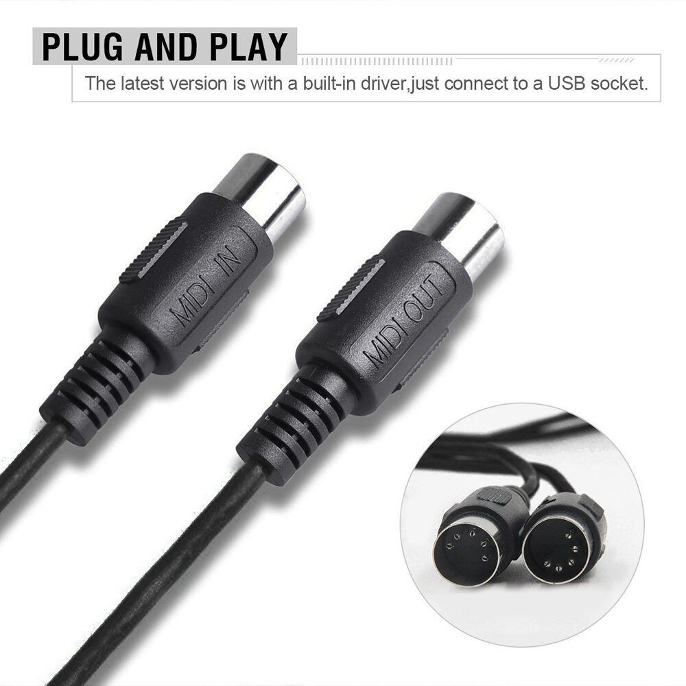 Electric Piano Drum USB IN-OUT MIDI Cable Converte... – Vicedeal
