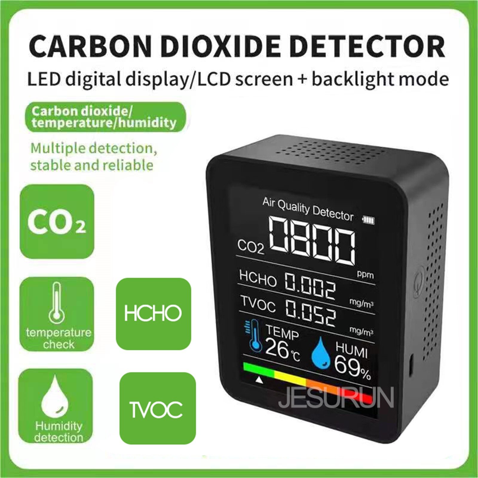 3 In1 Co2 Meter Digital Temperature Humidity Senso... – Grandado