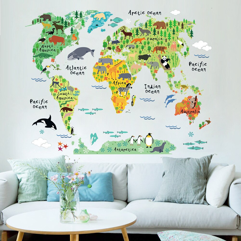 Colorful World Map Wall Sticker Home Decor Wall De... – Vicedeal