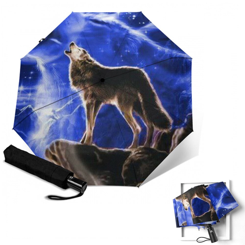 Wolf Pattern Umbrellas Folding Men Umbrella Rain W... – Vicedeal