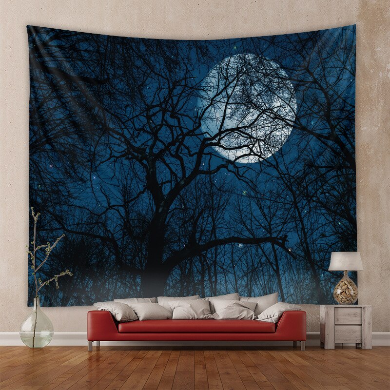 Starry Sky Forest Scenery Tapestry Wall Hanging Ho... – Grandado