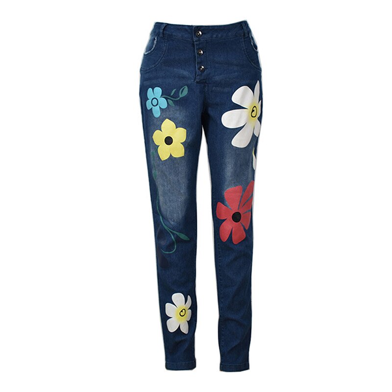 Slim Jean Full Length Pant Women Jeans Woman Flowe... – Grandado