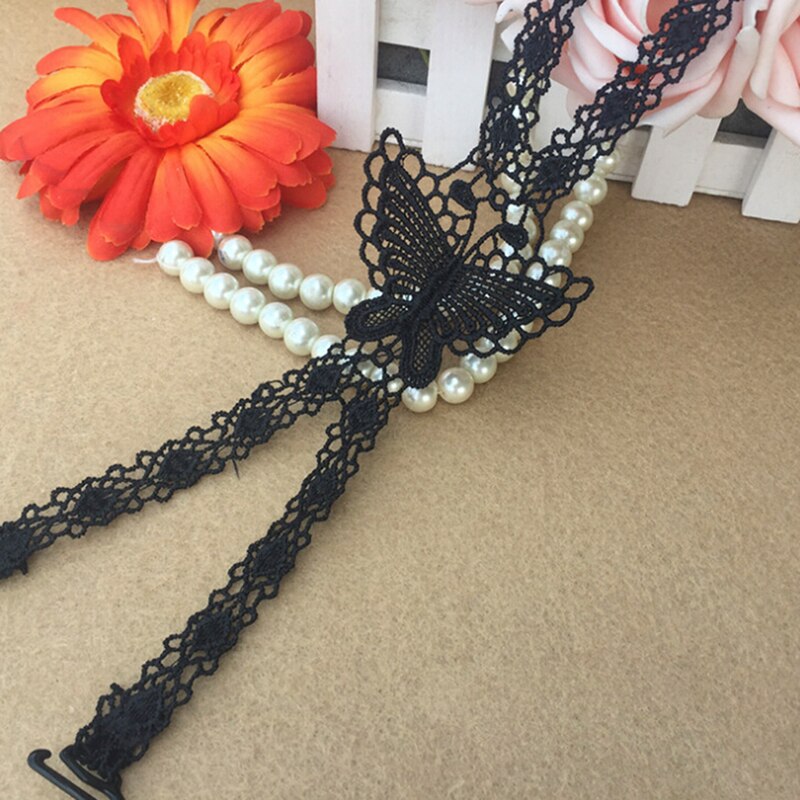 1 Stuks Wit & Zwart Kanten Beha Bandjes Vlinder Bl... – Vicedeal