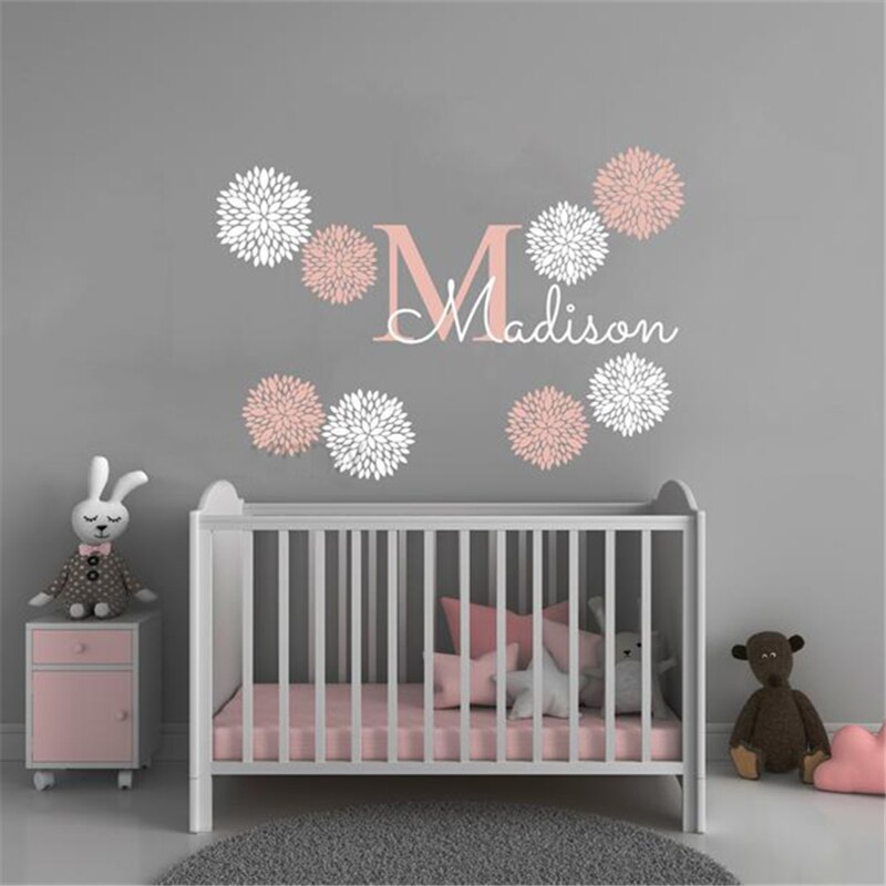 Monogram wall decals Nursery name sticker Baby gir... – Vicedeal