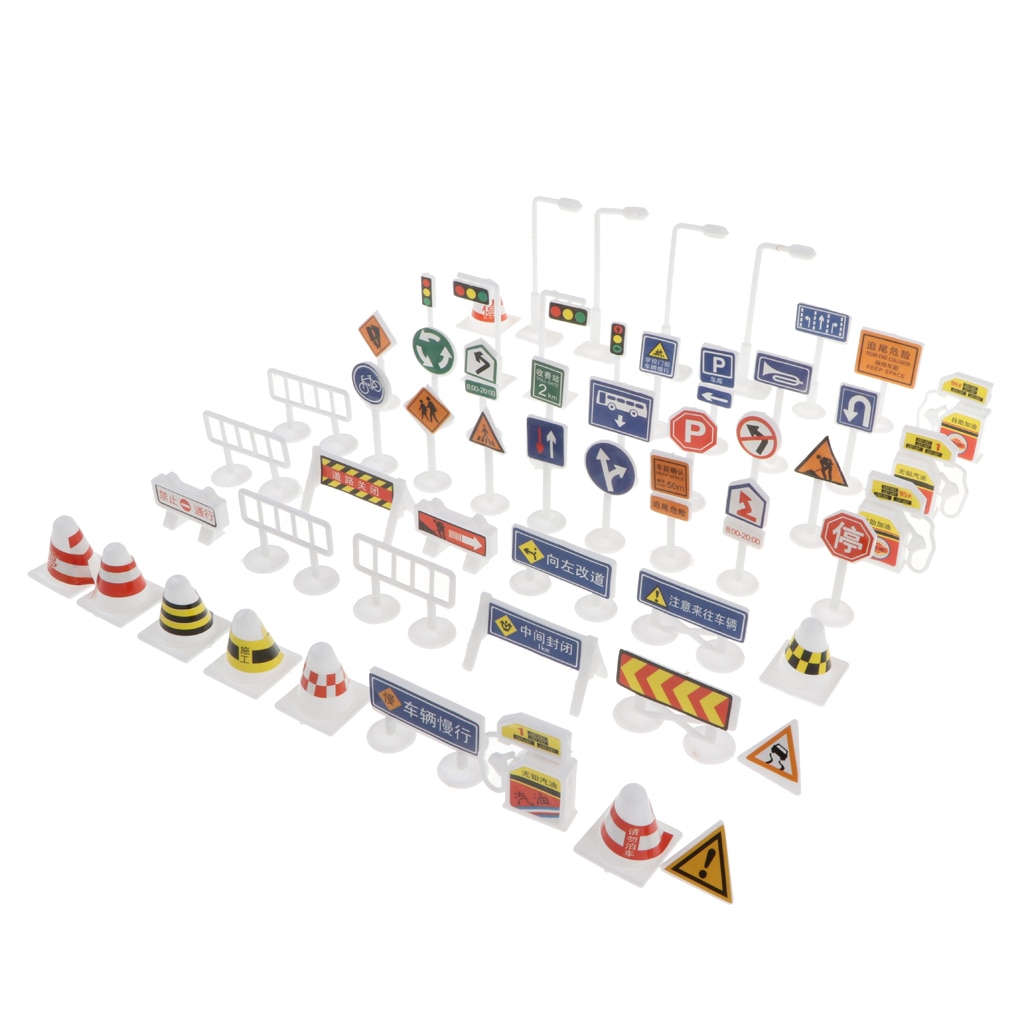56pcs Block Street Traffic Sign Playset Toy Traffi... – Vicedeal