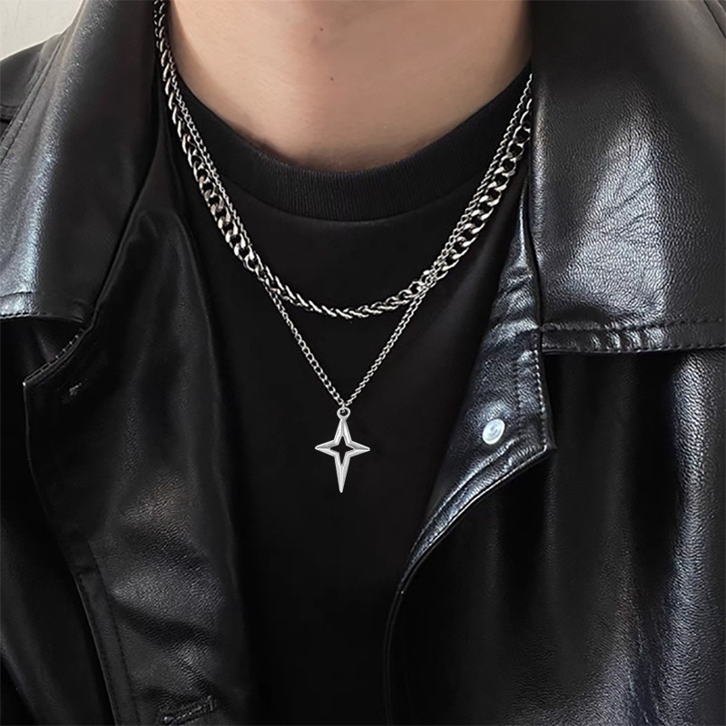 Dubbellaagse Cubaanse ster hanger ketting voor man... – Vicedeal