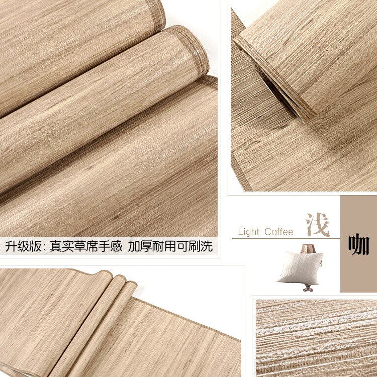 Chinese retro wood grain wallpaper imitates straw ... – Grandado