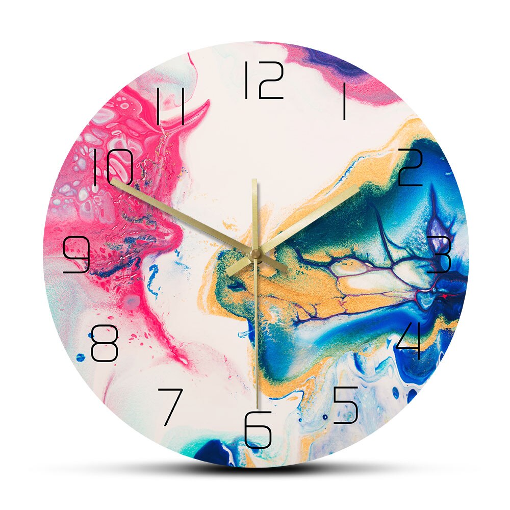 Fluid Art Dazzling Abstract Wall Clock Modern Home... – Grandado