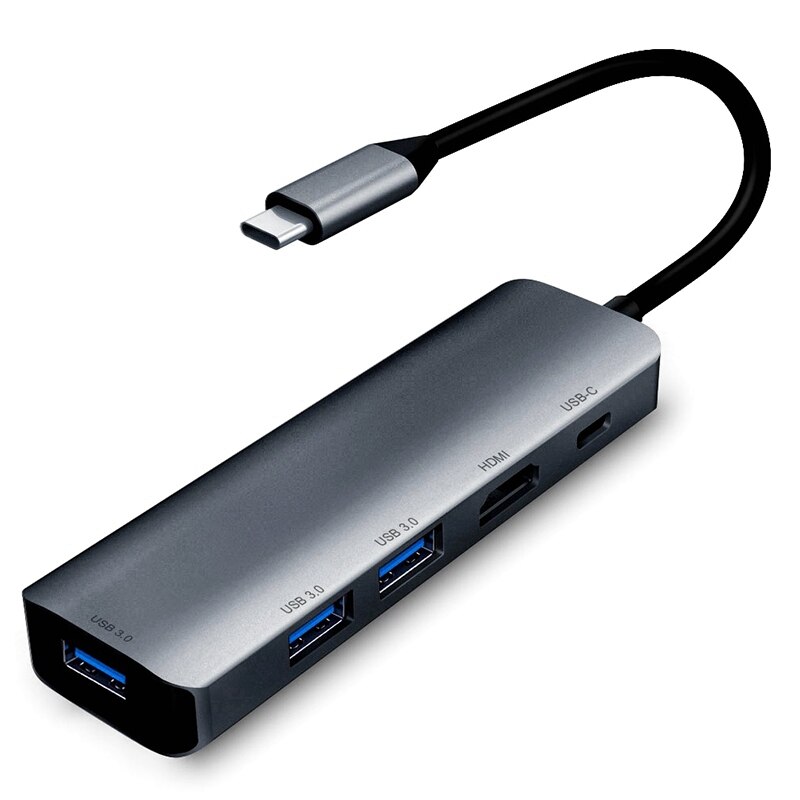 Usb c hub multiport adapter 5 in 1 aluminium med 4... – Grandado