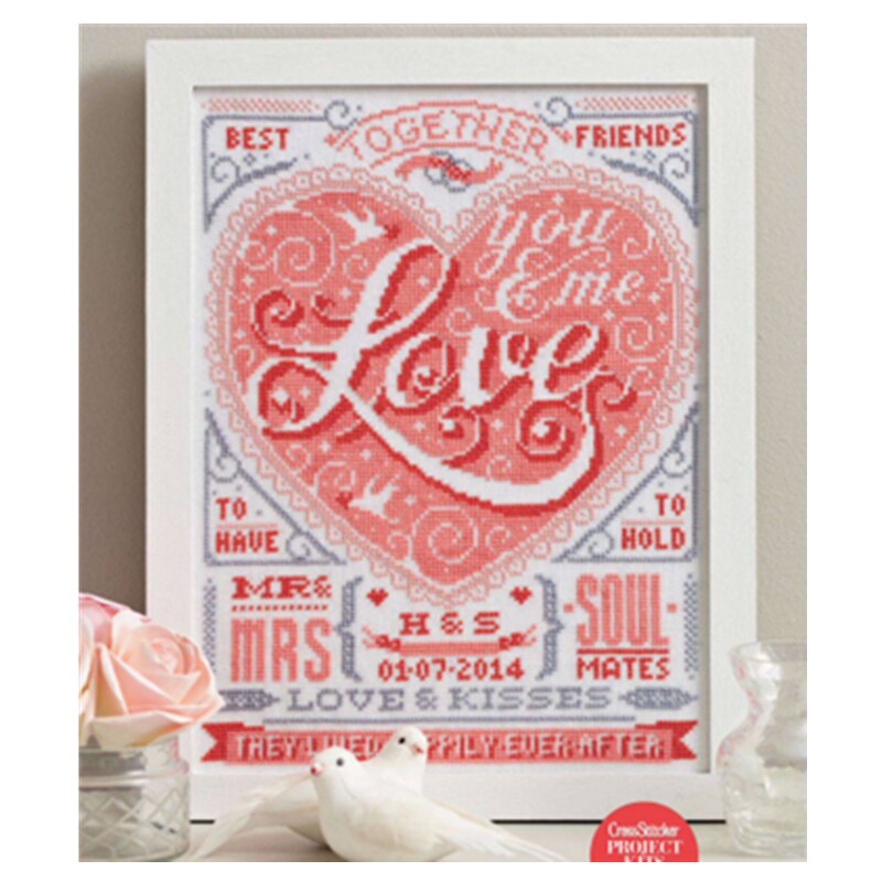Love heart cross stitch kit simple pattern 18ct 14... – Grandado