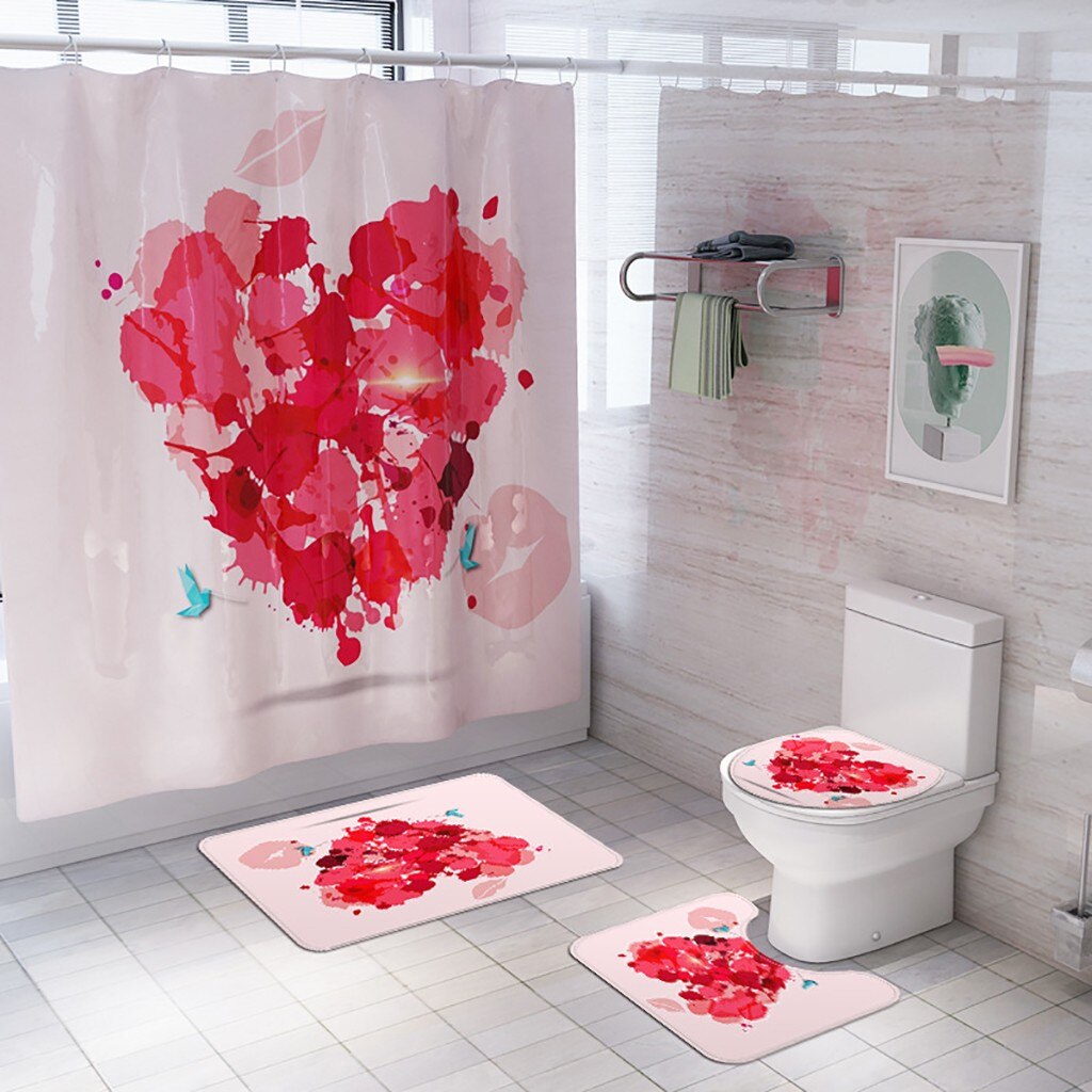 Valentine's Day Love Print Toilet Bathroom Mat And... – Grandado