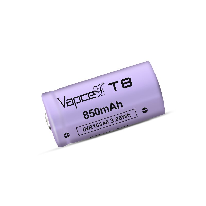 Vapcell Original 16340 850mah 3A T8 3.7V li ion ba... – Grandado