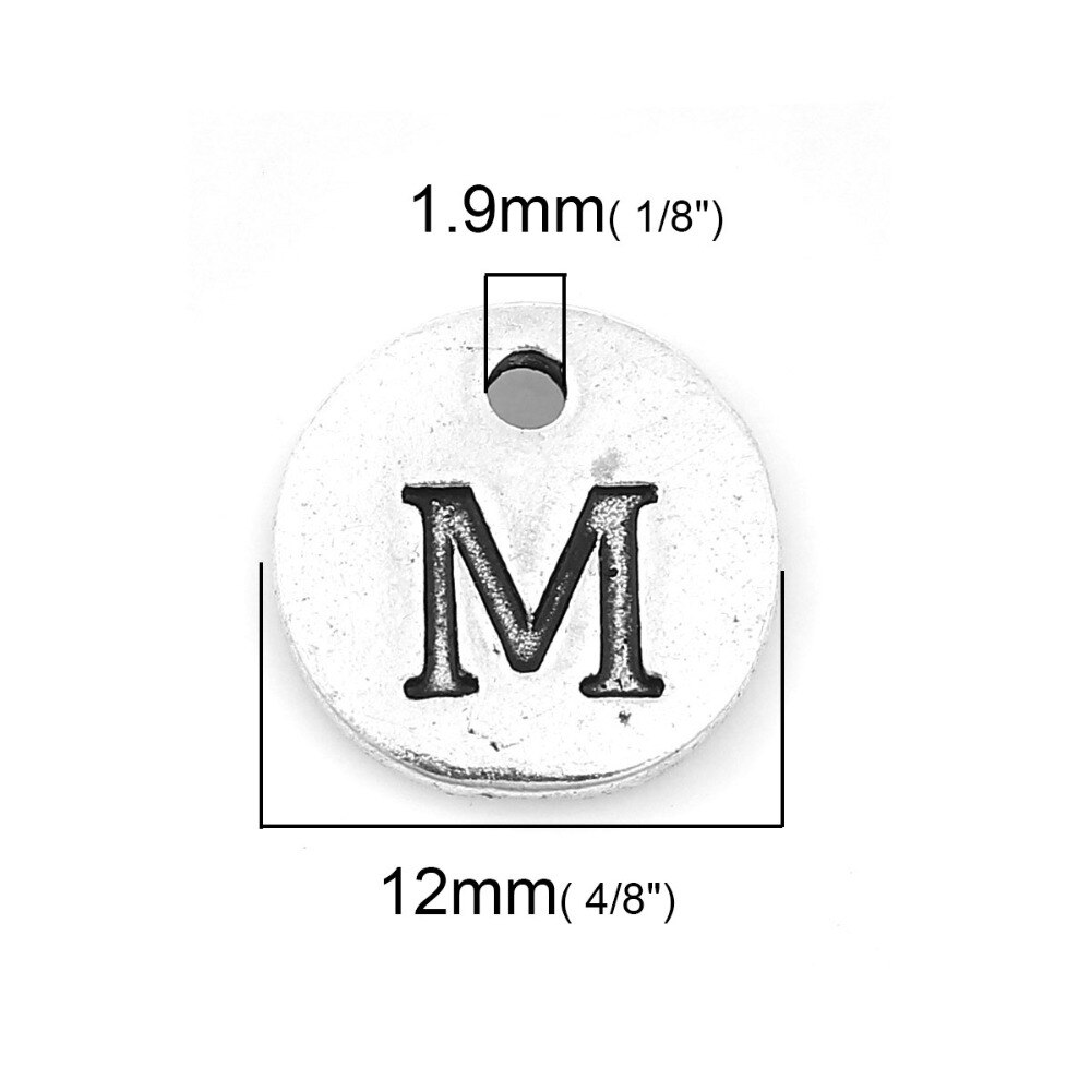 Doreen Box 12mm Round Metal Charms Silver Color Mi... – Grandado