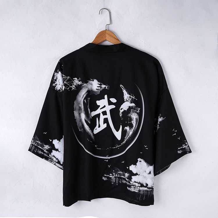 Black Samurai Traditional Kimono Japanese Streetwe... – Vicedeal
