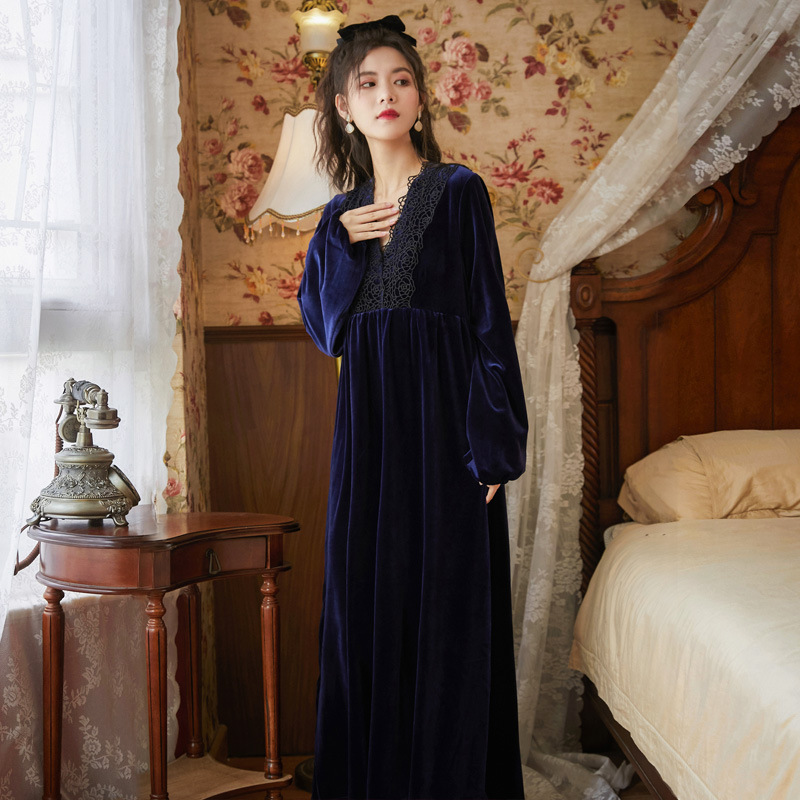 Winter Velvet Night Dress Women Sleepwear Long Rob... – Grandado
