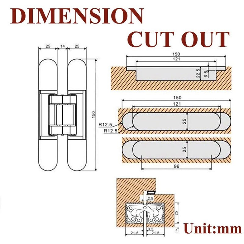 2Pcs 6 Inch Concealed Door Hinges Invisible Hinges... – Grandado