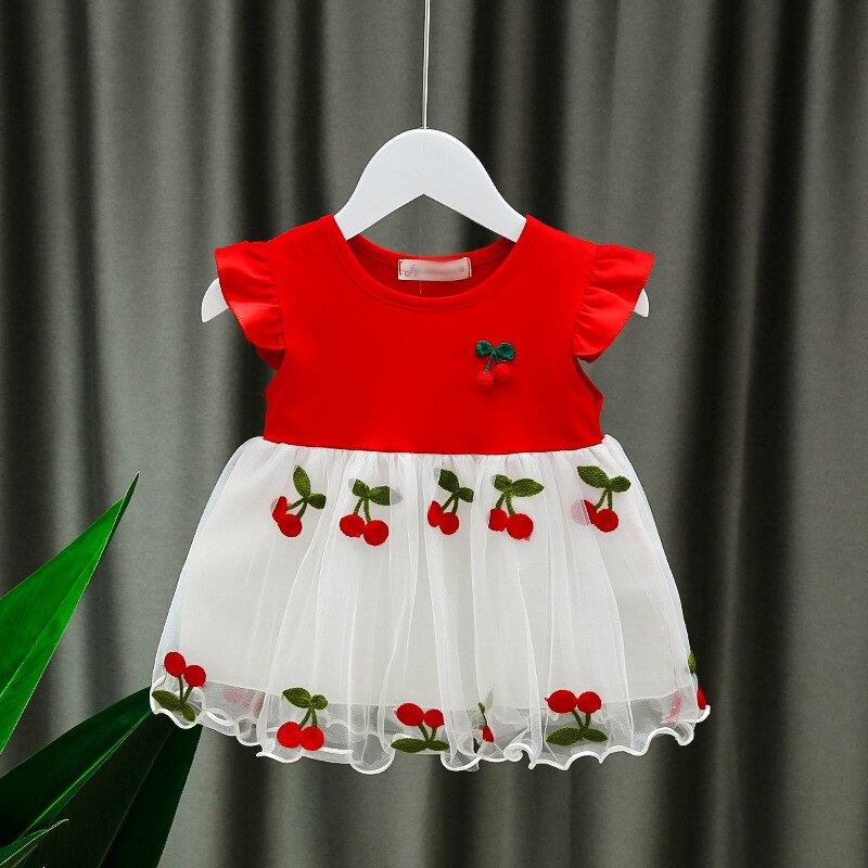 Baby Meisjes Jurk Zomer Katoen Cherry Borduren Jur... – Grandado