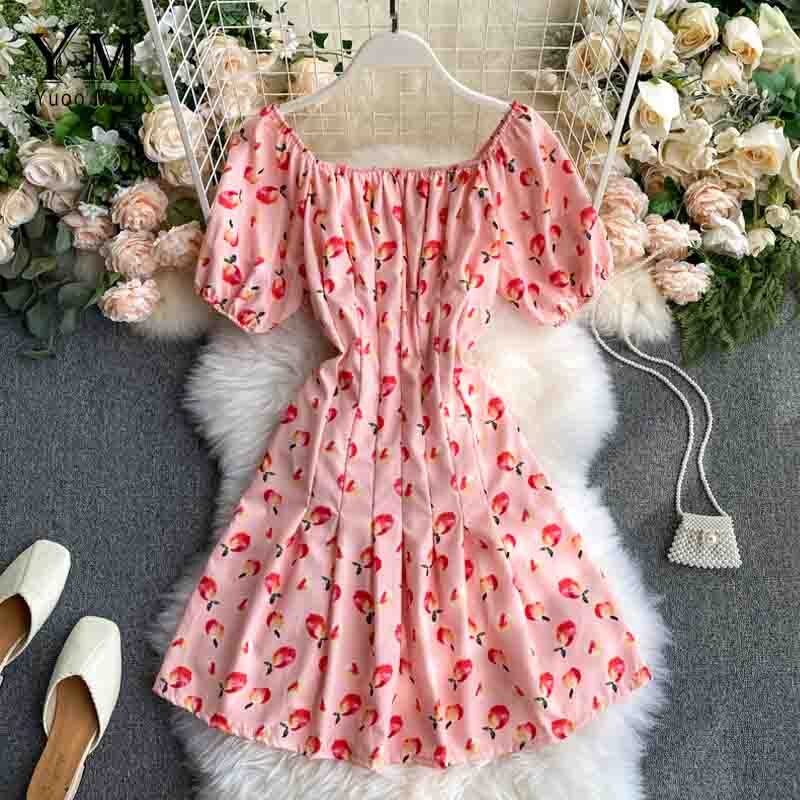 YuooMuoo Romantic Peaches Print Pink Party Dress I... – Vicedeal