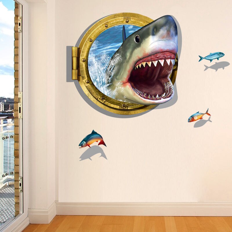 Home Decor Wall Stickers 3D Ocean Shark Removable ... – Vicedeal