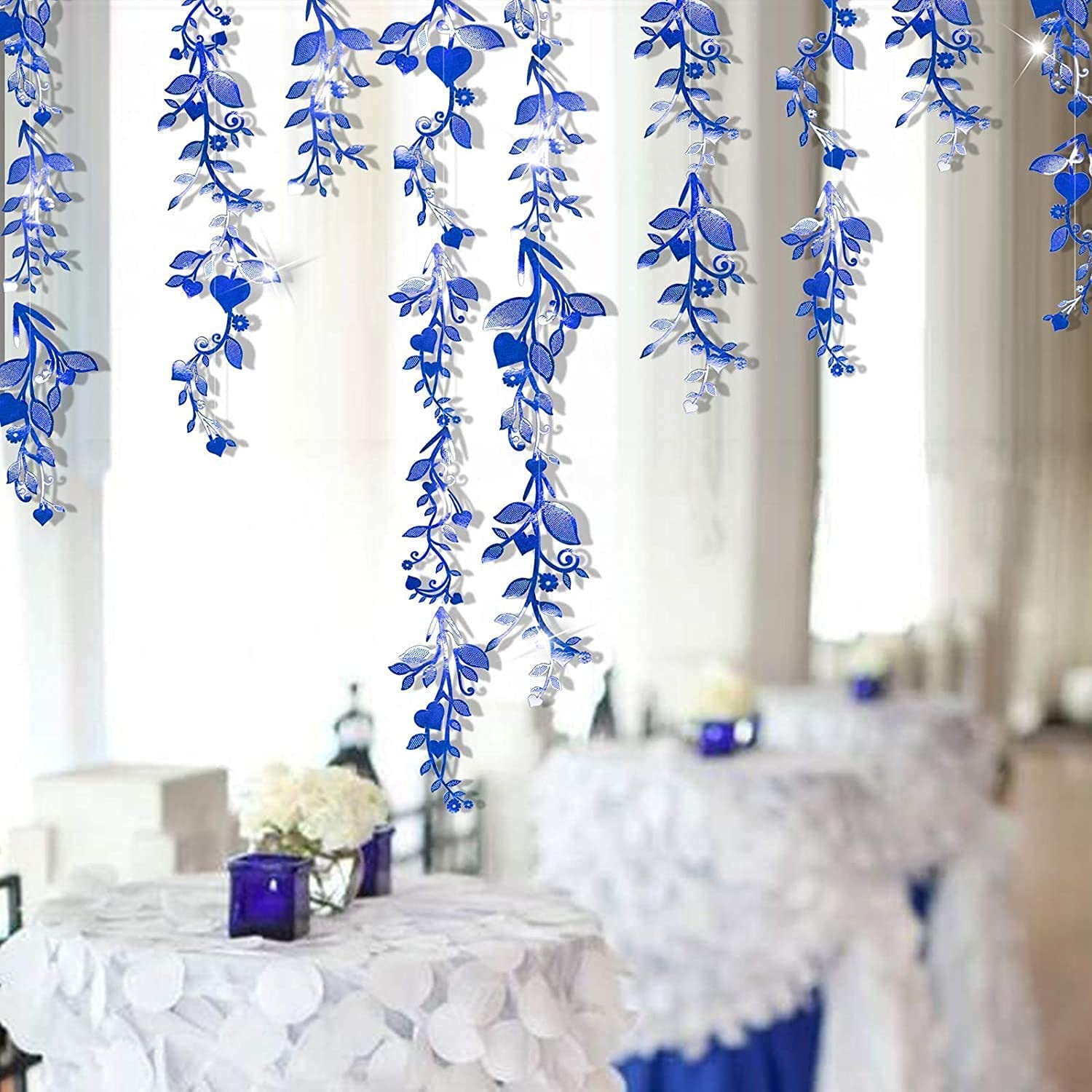 12Pcs Royal Blue Leaf Garlands Wedding Party Decor... – Grandado