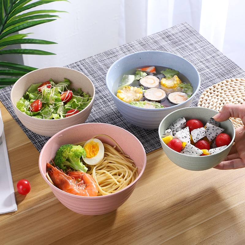 4pcs/set Wheat Straw Food Bowls Sets Breakfast Cer... – Grandado