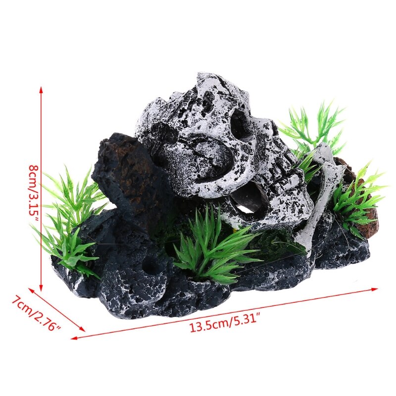 Pirate Skull Skeleton Aquarium Ornament Hiding Cav... – Grandado