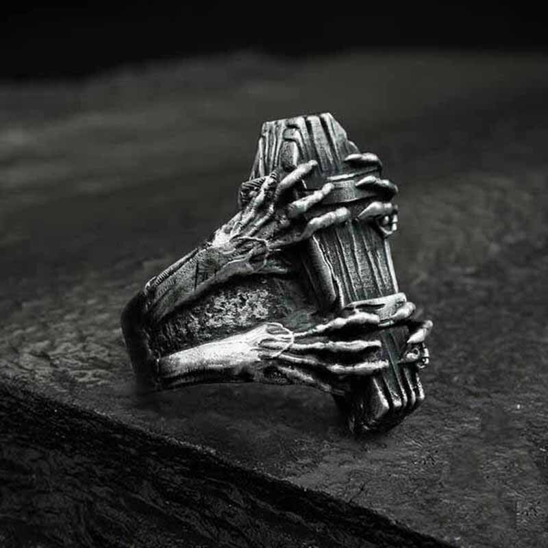Vintage Unieke Vampire Coffin Biker Ring Mannen Jo... – Vicedeal