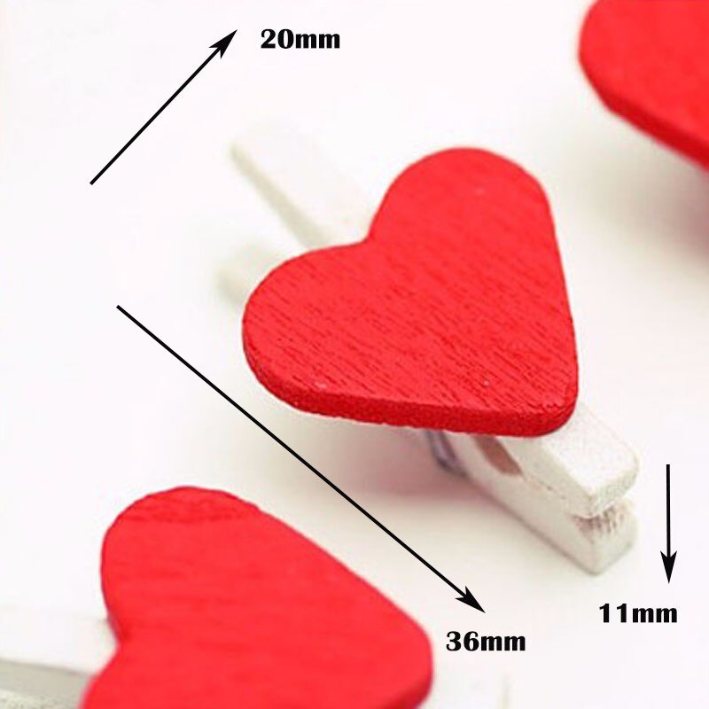 20pcs Heart Shape Wooden Clips Cute Red Heart Mini... – Vicedeal