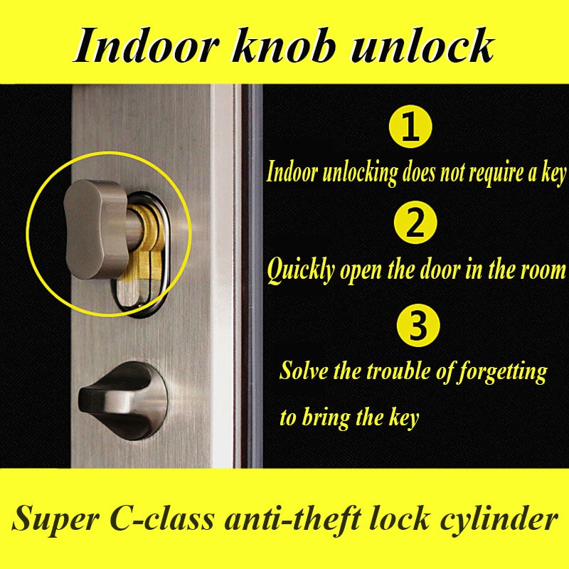 Door cylinder 60 65 70 75 80 85 90mm Security Copp... – Grandado