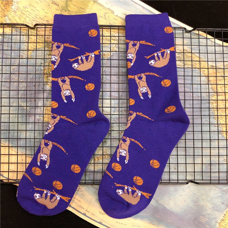 Adult Crew Cotton Socks Funny Slow Bradypod Bradypode Sloth Sloths ...
