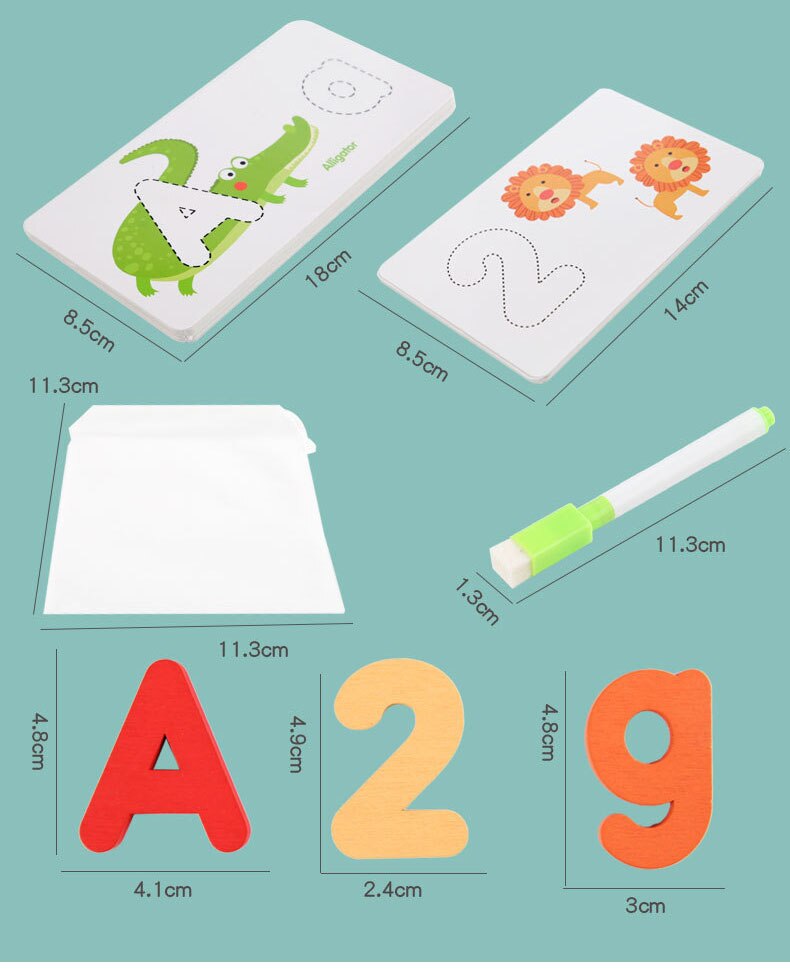 English Alphabet Letters Numbers Matching Card Woo... – Grandado
