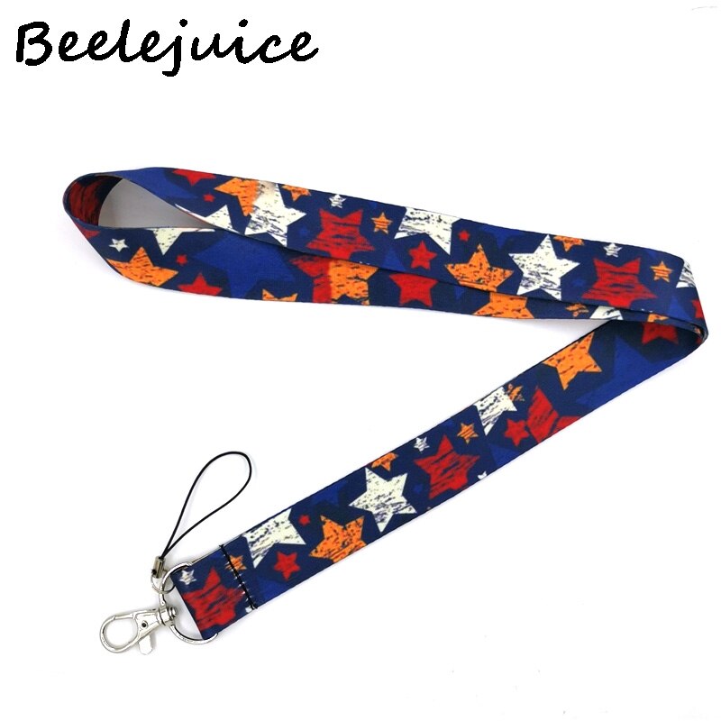 Vintage Colorful Stars Lanyard Credit Card ID Hold... – Grandado