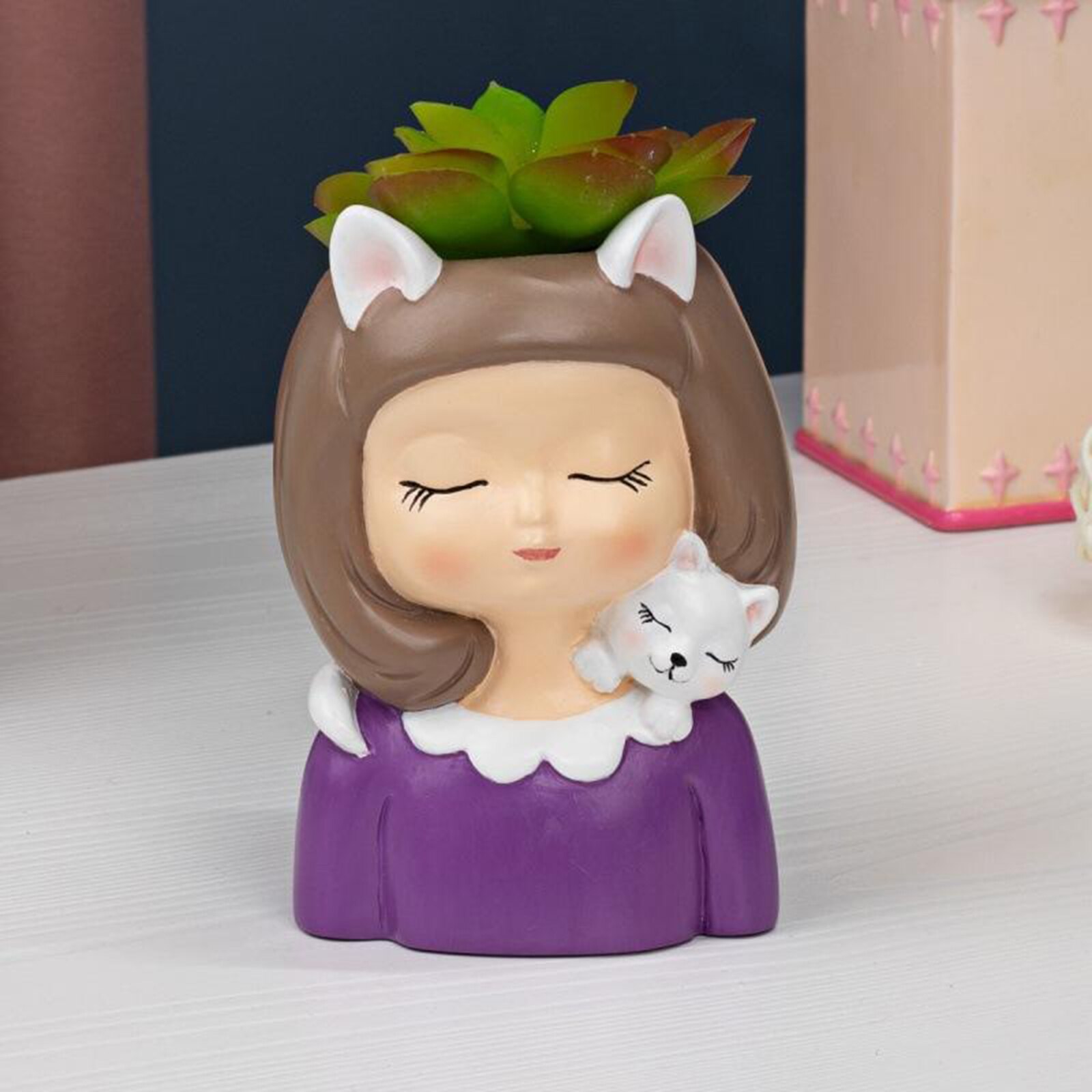 Resin Succulent Pot Plant Flower Pot Girl Head Pla... – Vicedeal