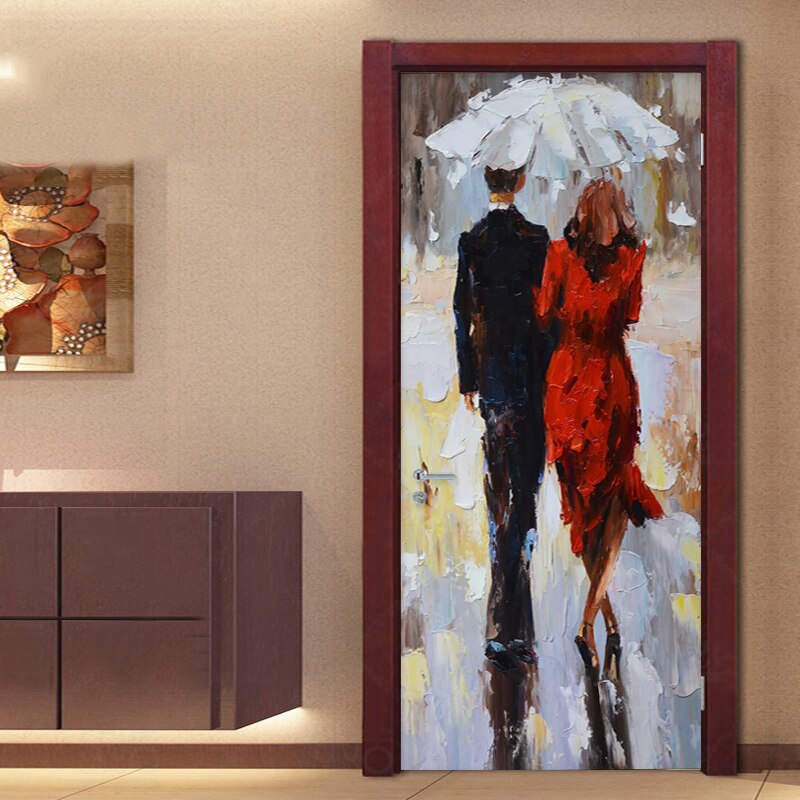 European Style Oil Painting Door Wall Sticker 3D P... – Grandado