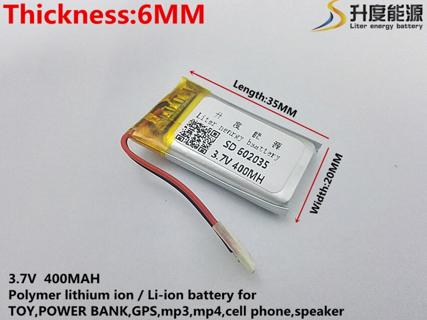 (1 stuks/partij) 602035 400 mah 3.7V lithium-ion p... – Grandado