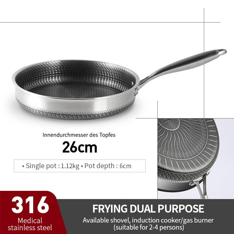 316/304 Stainless Steel Frying Pan Pan Fried Steak... – Vicedeal