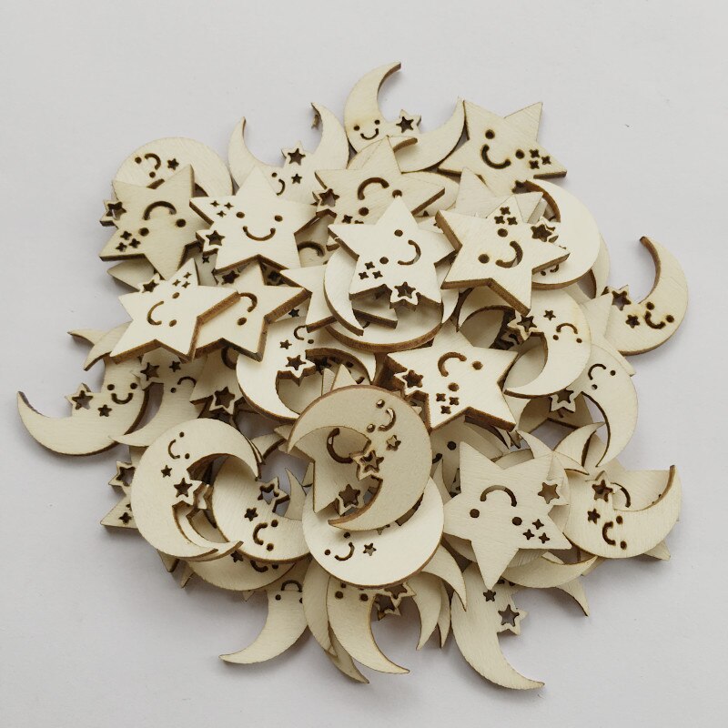 20pcs Unfinished Wood Pieces Wooden Cutouts Star a... – Grandado
